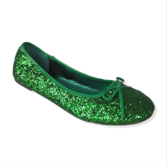Funtasma | Shoes | Funtasma Womens Emerald Green Glitter Ballet Flats ...